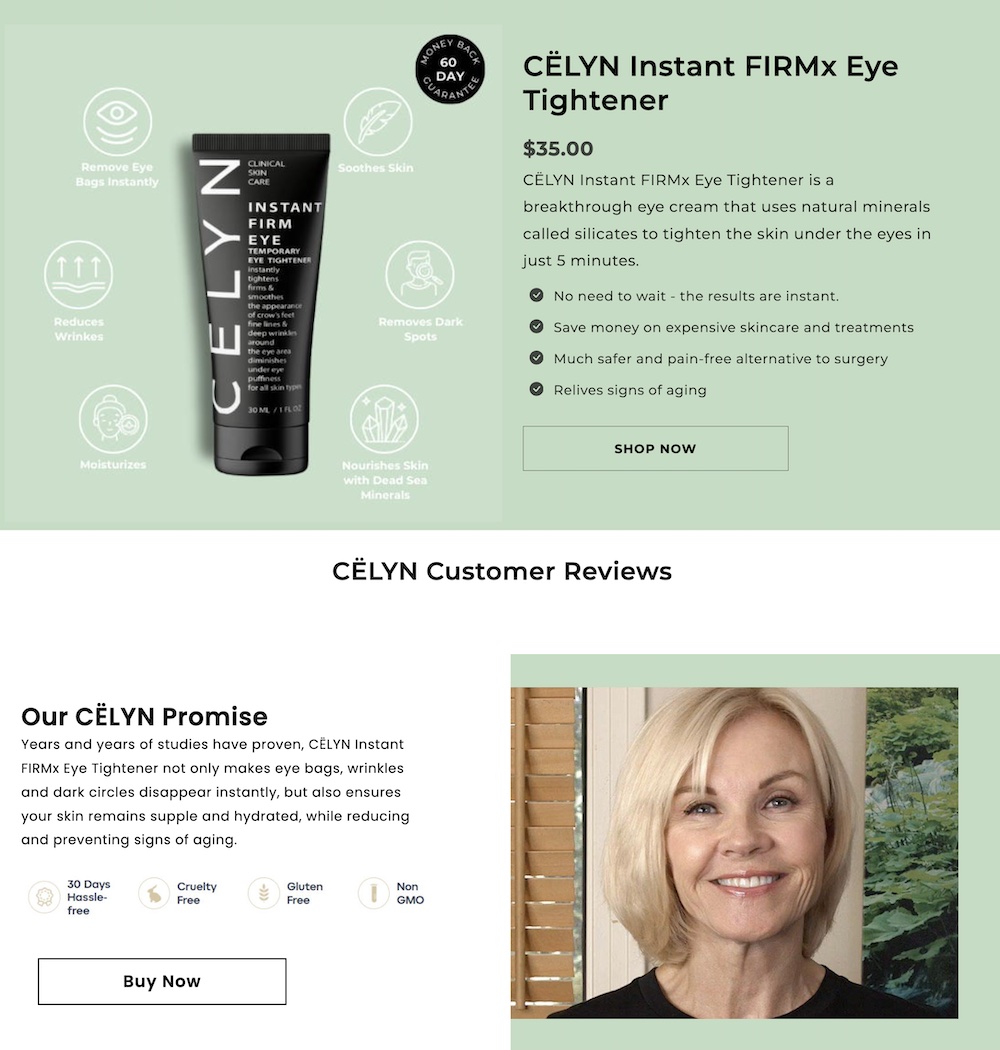 Cëlyn Cosmetics Used Fake Results, Surgery Pics, to Sell Eye Cream in ...