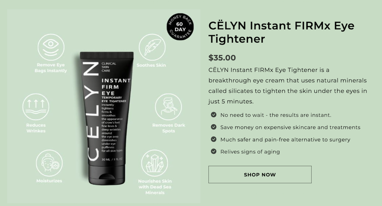 Cëlyn Cosmetics Used Fake Results, Surgery Pics, to Sell Eye Cream in ...
